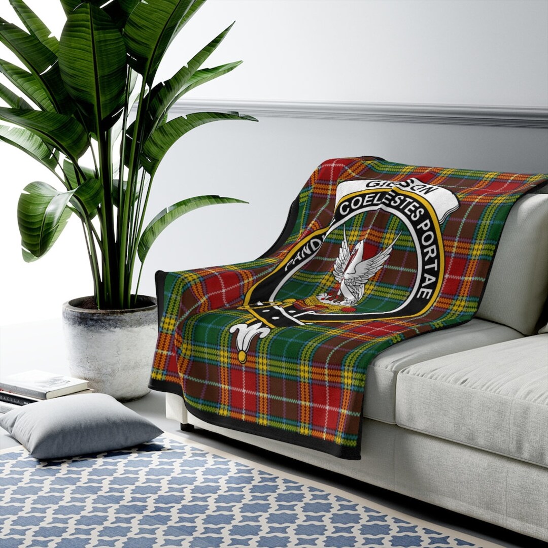 Clan Gibson Scottish Tartan Crest Blanket, Scottish Clan Gift, Soft ...