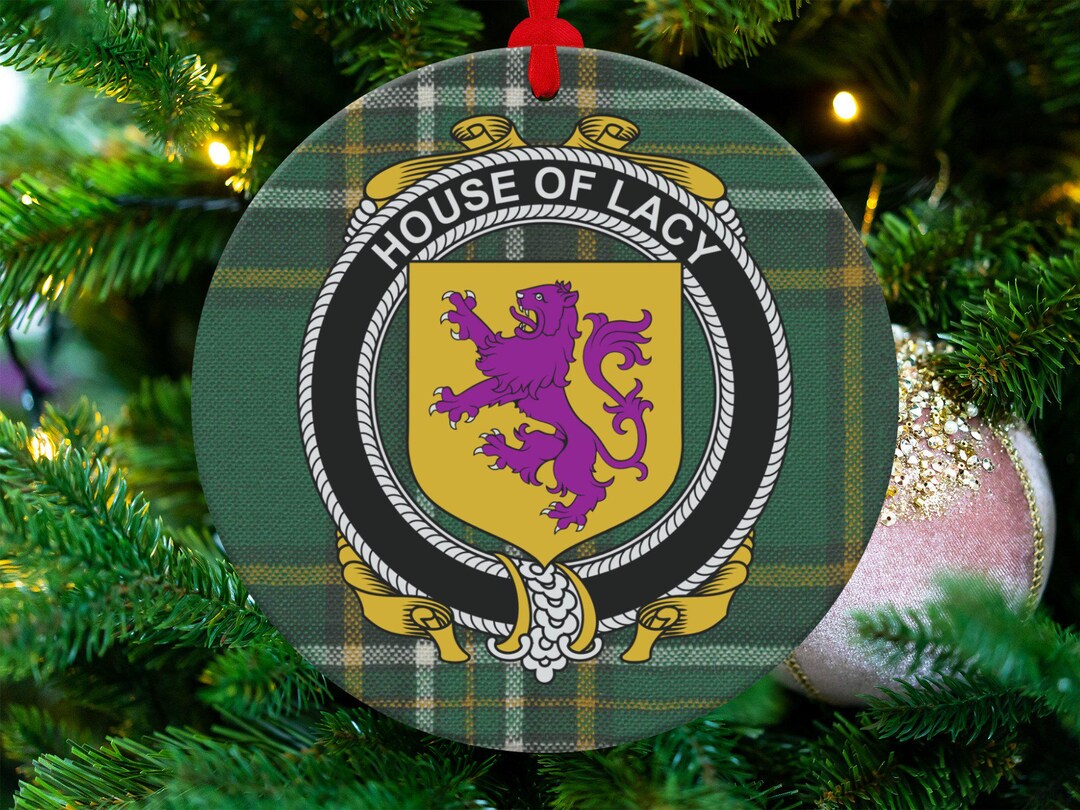 House of Lacy Irish Surname Crest Christmas Ornament, Irish Coat of ...