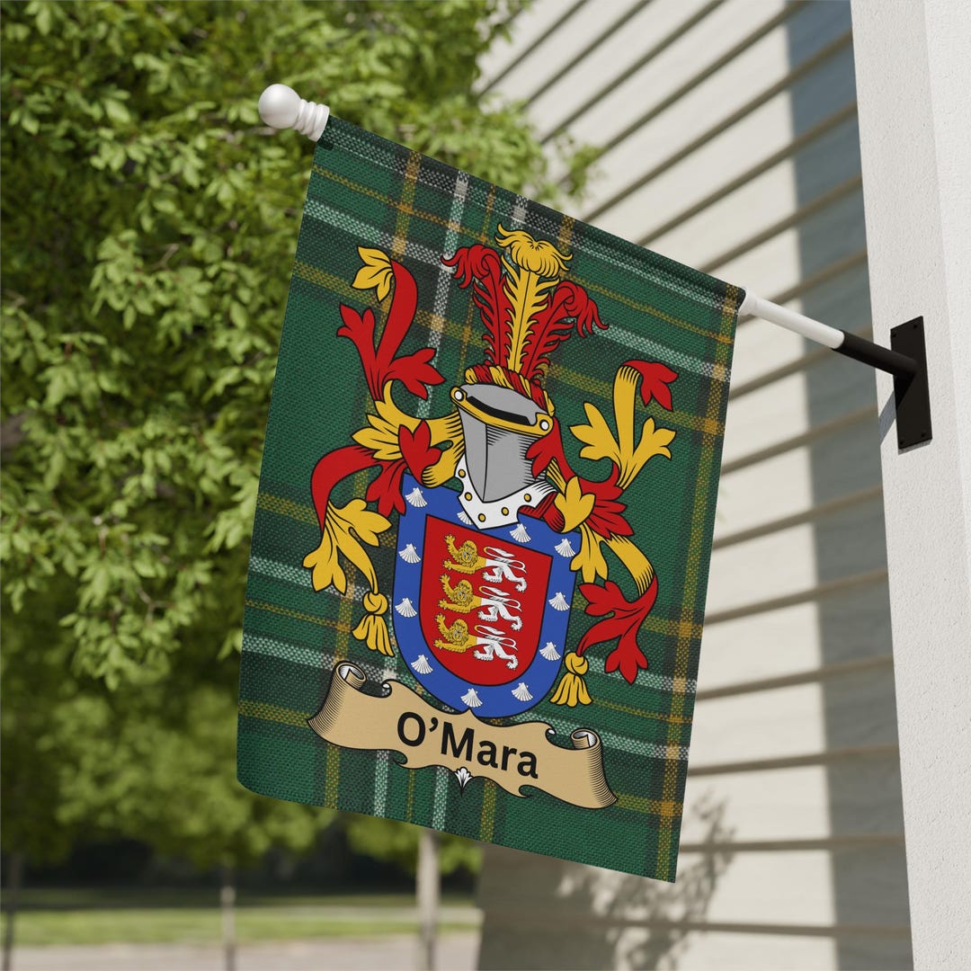 O'mara Irish Coat of Arms Garden Flag, Irish Tartan Garden Decor ...