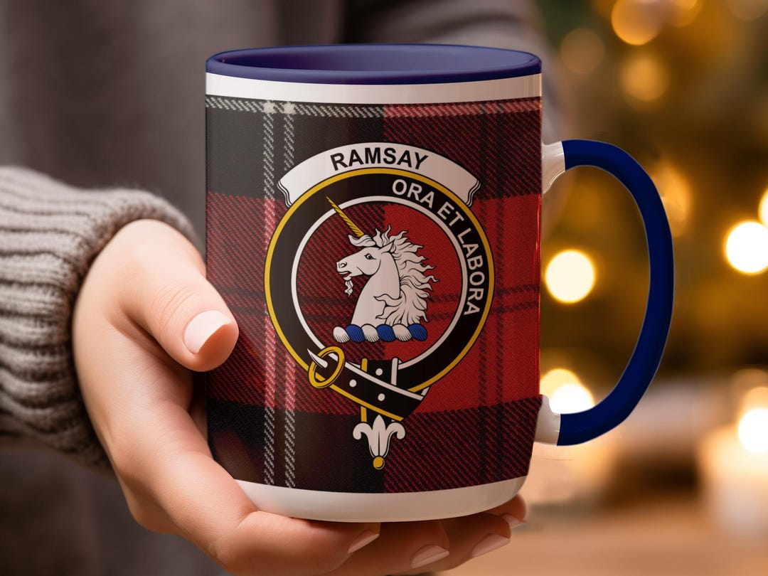 Ramsay Clan Crest Mug, Scottish Tartan Mug, Family Name Mug, Gift Idea ...