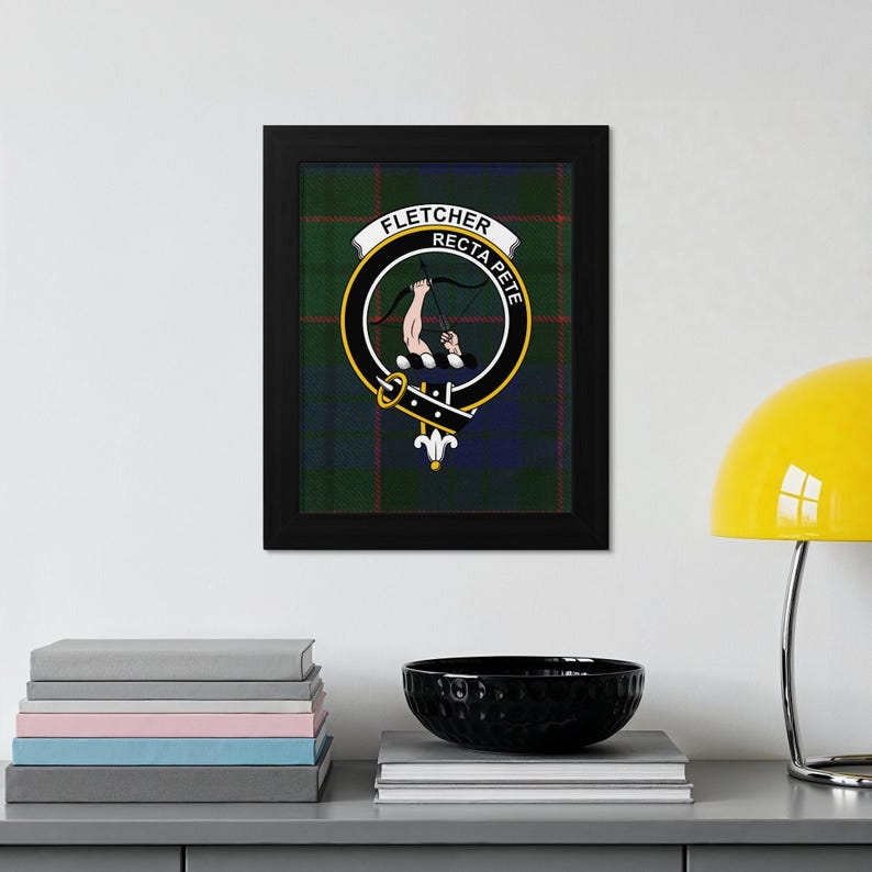 Fletcher Clan Crest Framed Poster, Scottish Tartan Art, Family Heritage ...