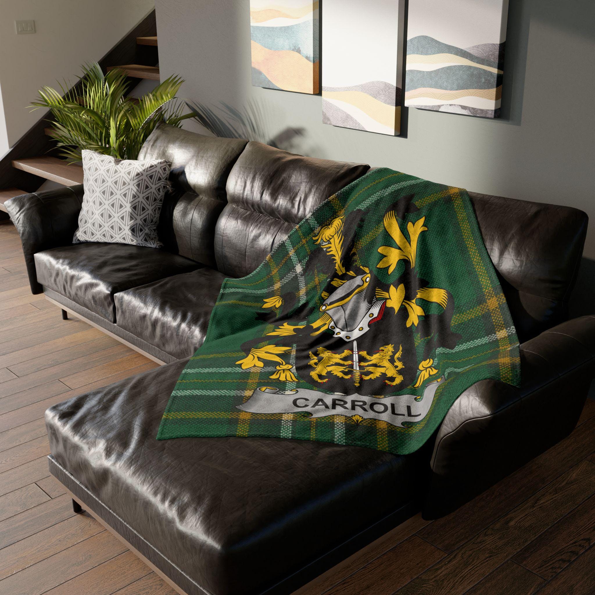 Carroll Surname Blanket, Irish Coat of Arms Throw, Irish Tartan Blanket ...