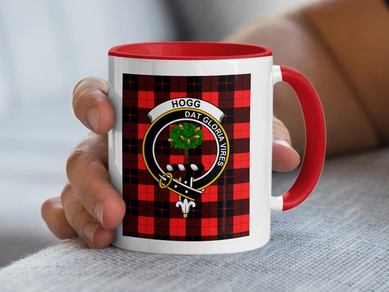 Hogg Clan Crest Mug, Scottish Pride, Premium Hogg Family Tartan Accent ...