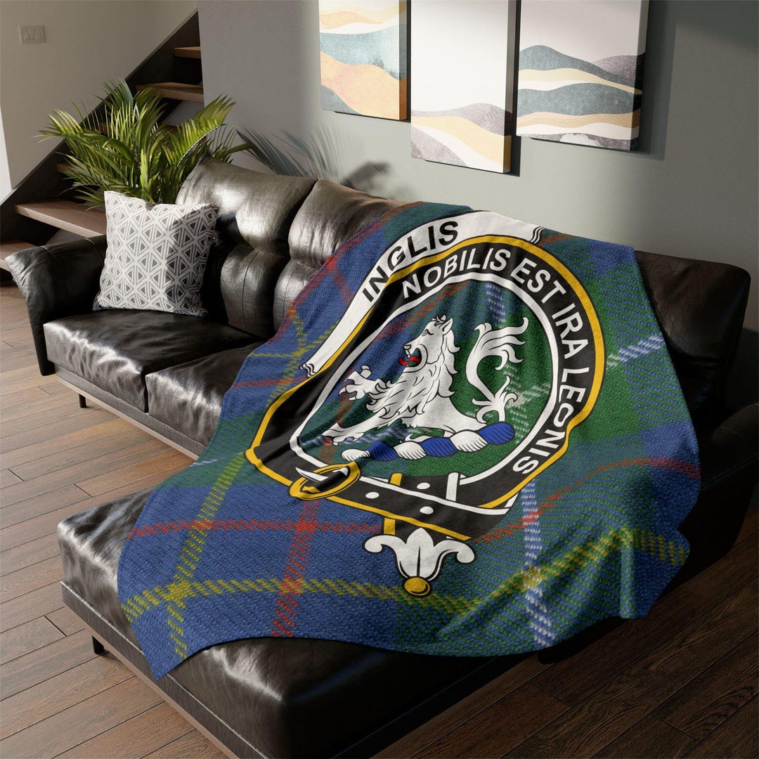 Inglis Scottish Clan Crest Tartan Blanket, Soft Polyester Minky Blanket ...