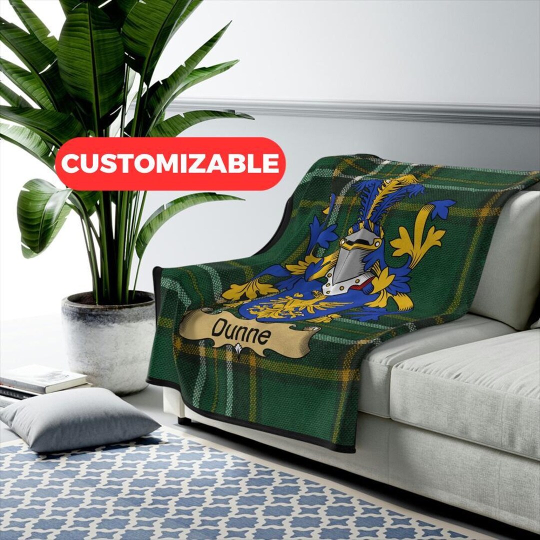 Dunne Surname Coat of Arms Blanket, Irish Heritage Tartan Plaid Throw ...