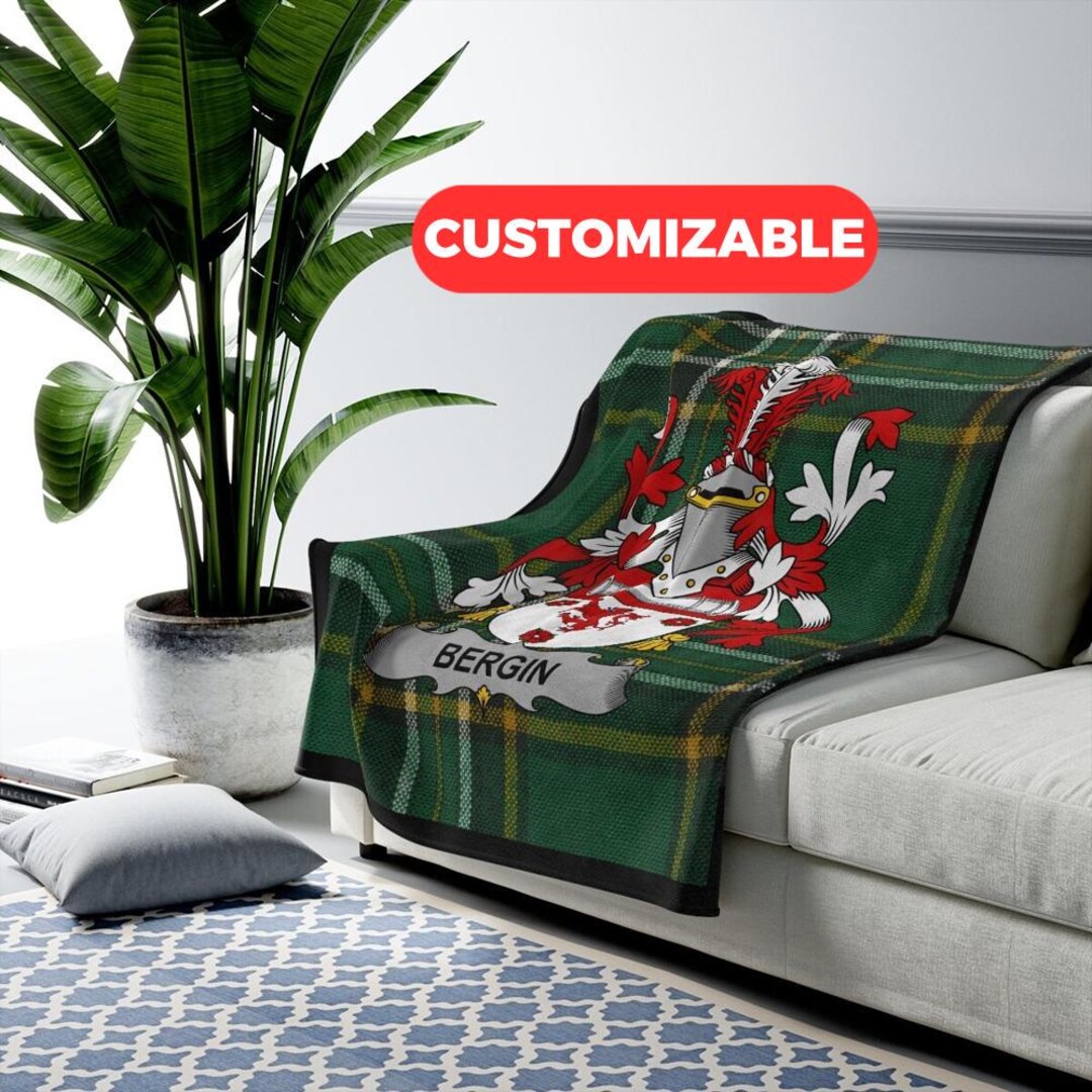 Bergin Surname Irish Coat of Arms Blanket, Bergin Family Heritage ...