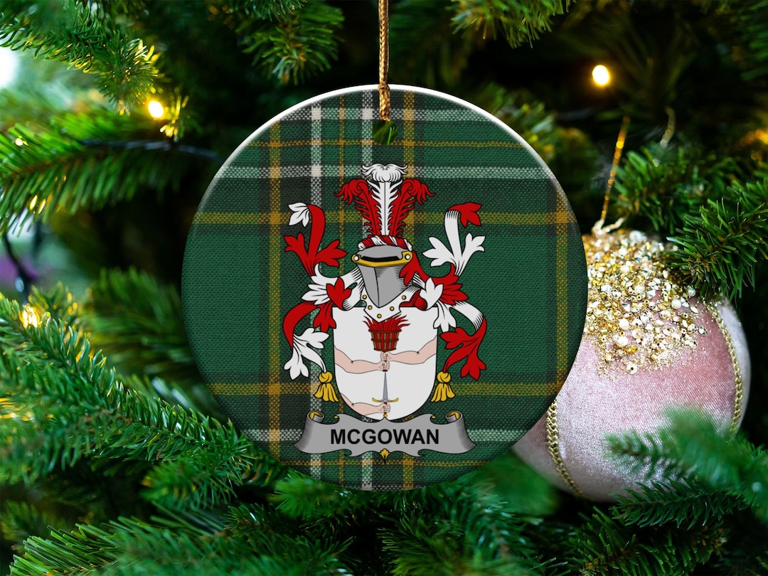 Mcgowan Irish Surname Coat of Arms Ceramic Ornament, Irish Tartan ...