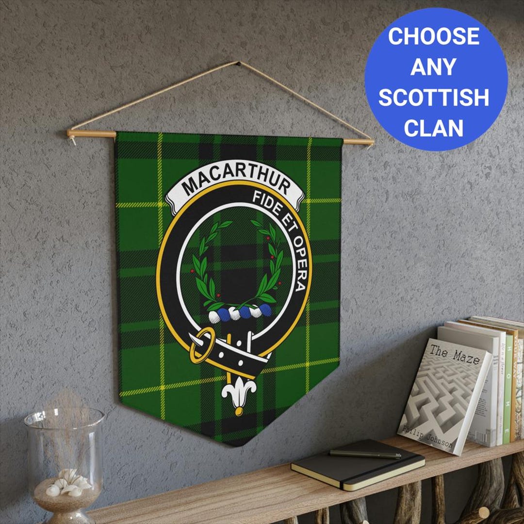 Clan Macarthur Scottish Tartan Wall Pennant, Clan Macarthur Wall Decor ...