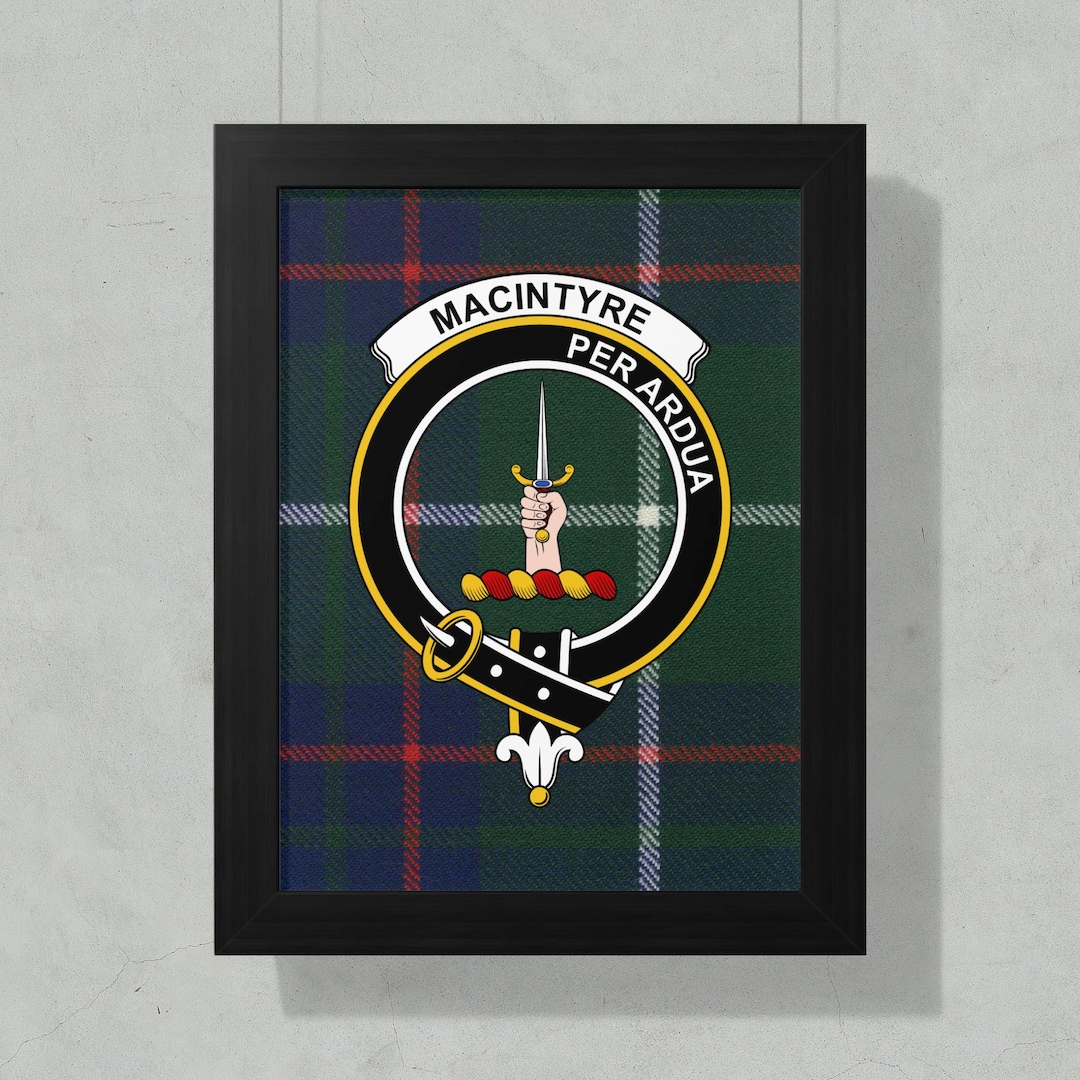 Macintyre Clan Crest, Scottish Tartan, Framed Poster, Scotland Family ...