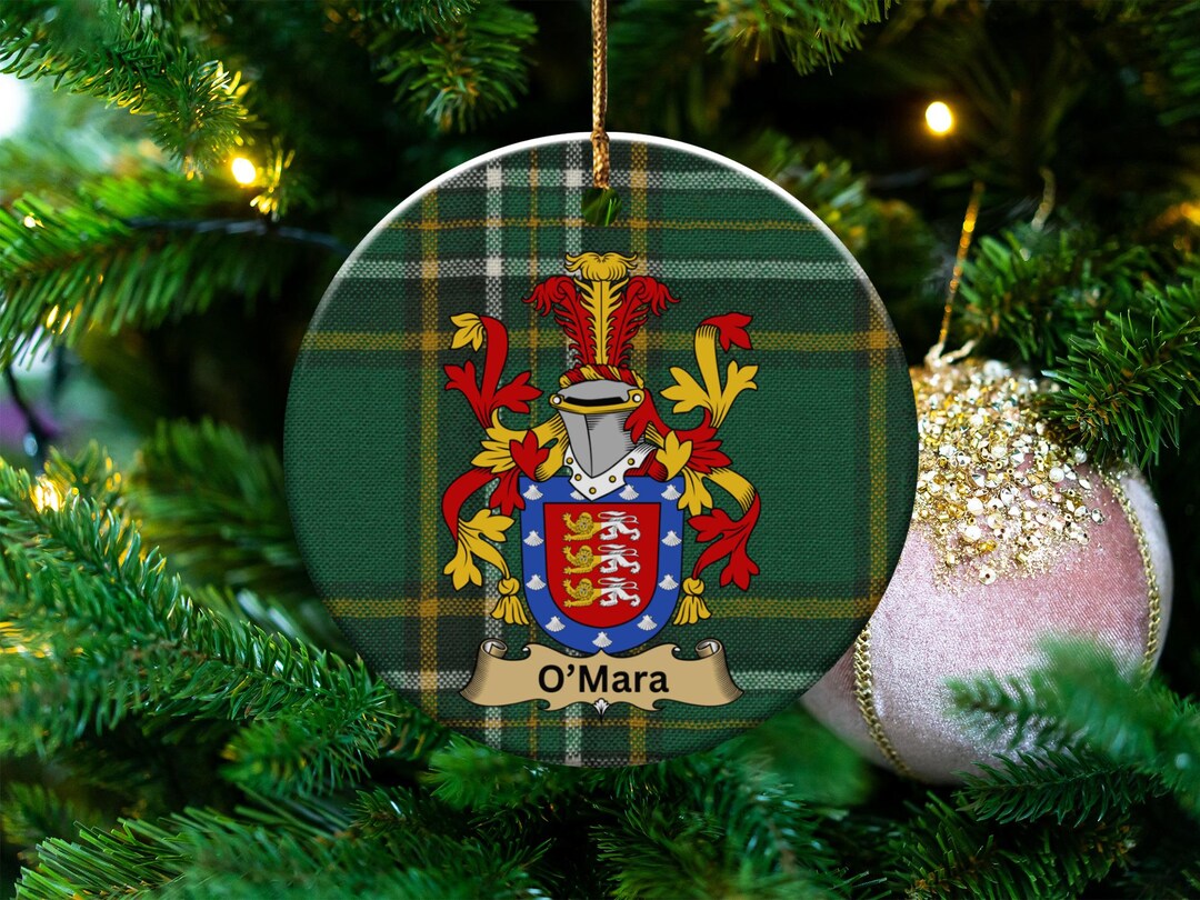 O'mara Irish Coat of Arms Ceramic Ornament, Irish Tartan Ornament ...