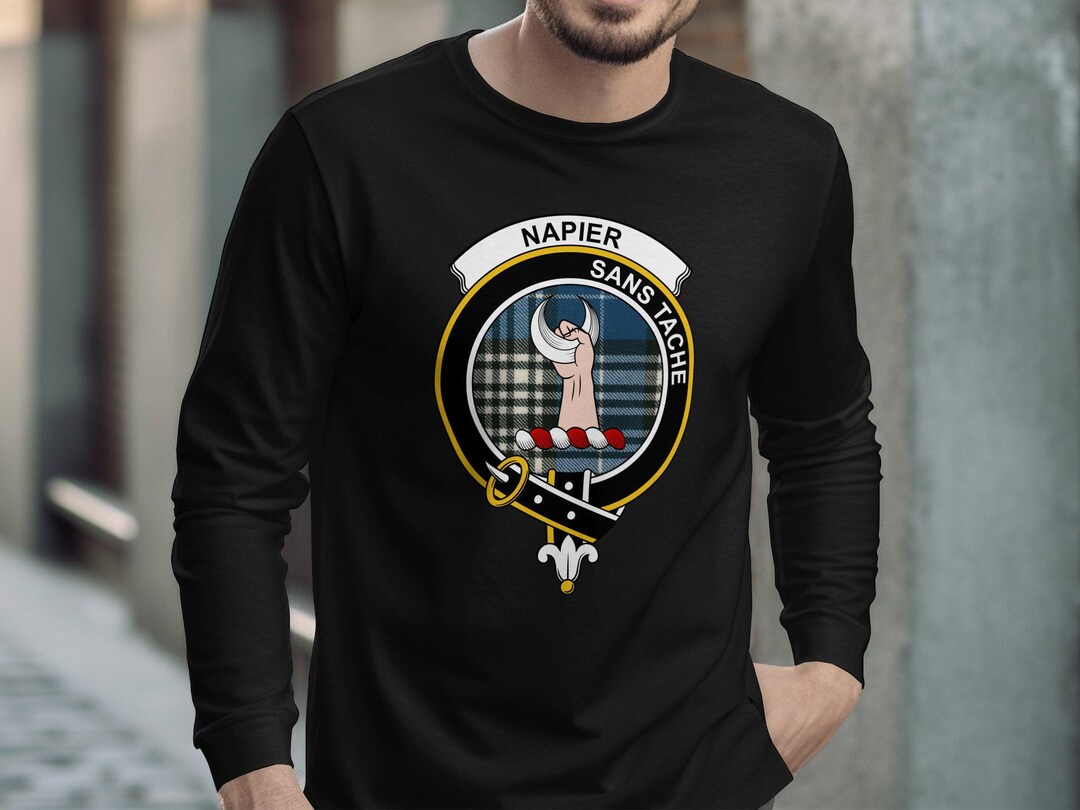 Napier Clan Crest Tartan Scottish Hoodie Surname Heritage Long Sleeve ...