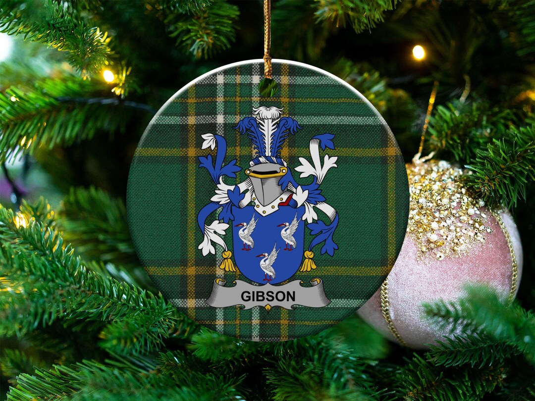 Gibson Coat of Arms One Sided Print Ornament, Irish Surname Decoration ...