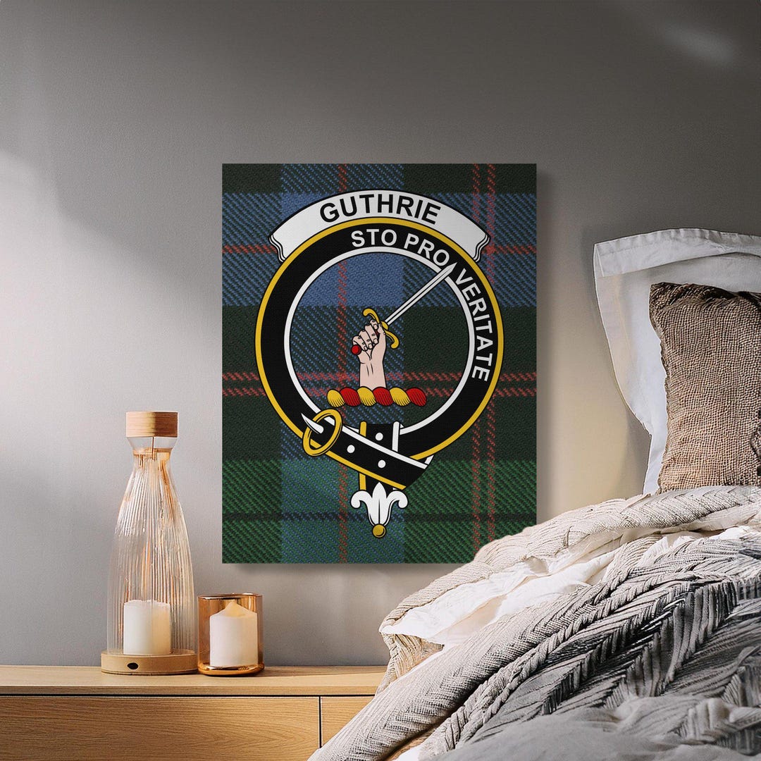 Guthrie Clan Crest Tartan Canvas Wrap: Scottish Heritage Wall Art - Etsy