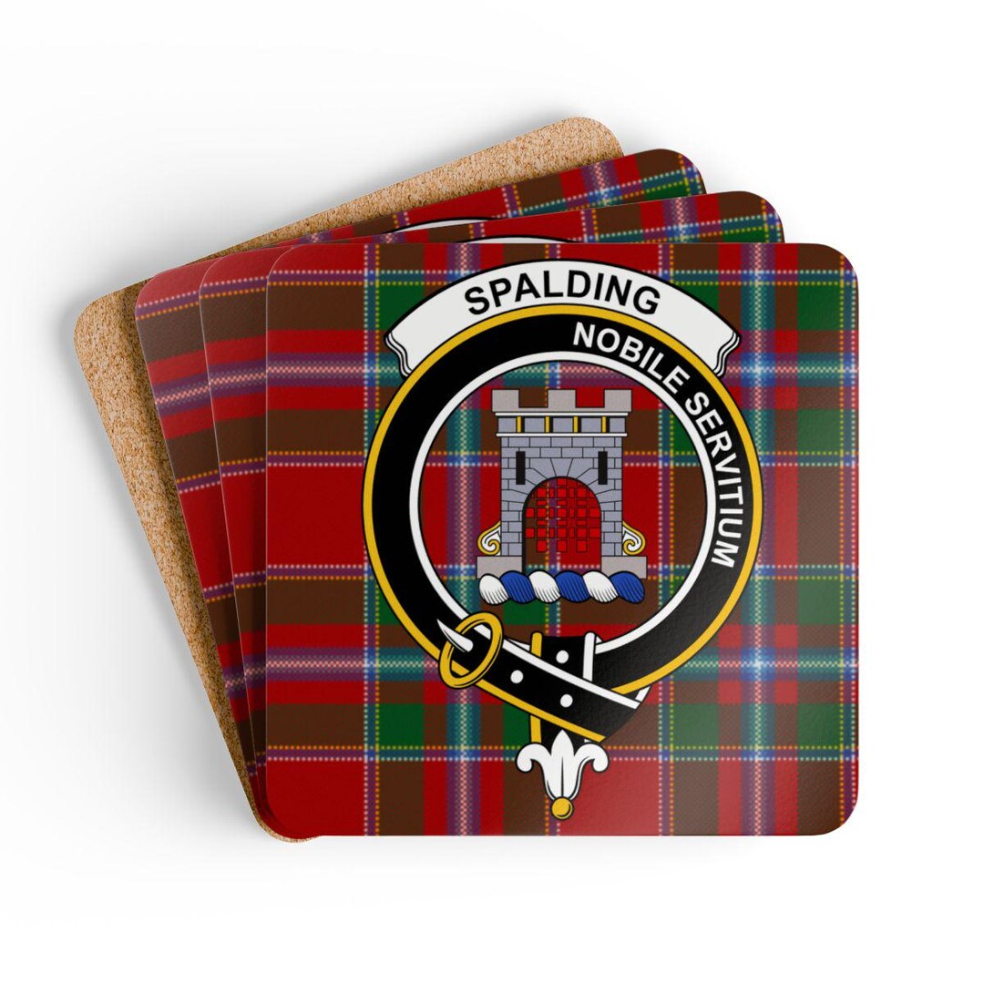 Spalding Clan Coaster Set: Tartan Design, Absorbent, Protective ...