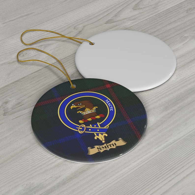 Personalized Scottish Clan Crest Christmas Ornament: Tartan Holiday ...