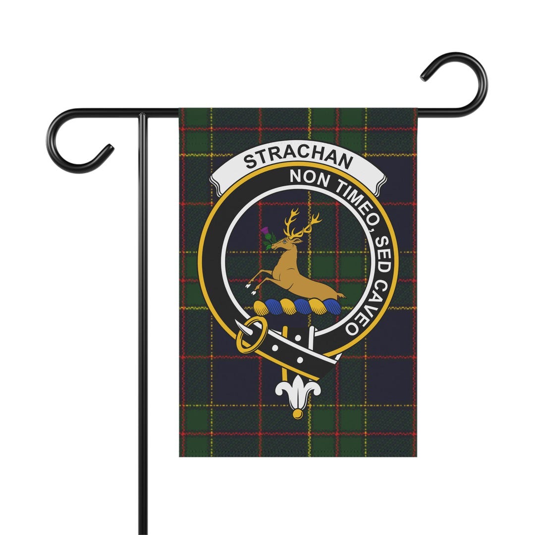 Garden Flag, Scottish Clan Strachan Crest Tartan Banner, Home Decor ...