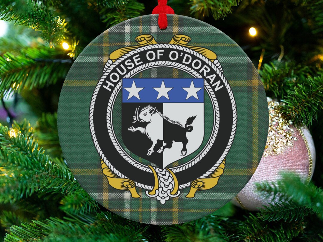 O'doran Irish Surname Crest Coat of Arms Christmas Ornament Tartan ...