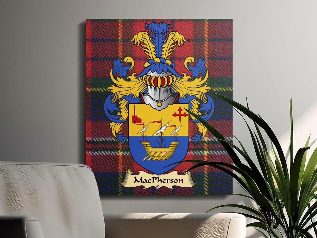 Macpherson Scottish Clan Tartan Crest Canvas Art, Macpherson Family ...