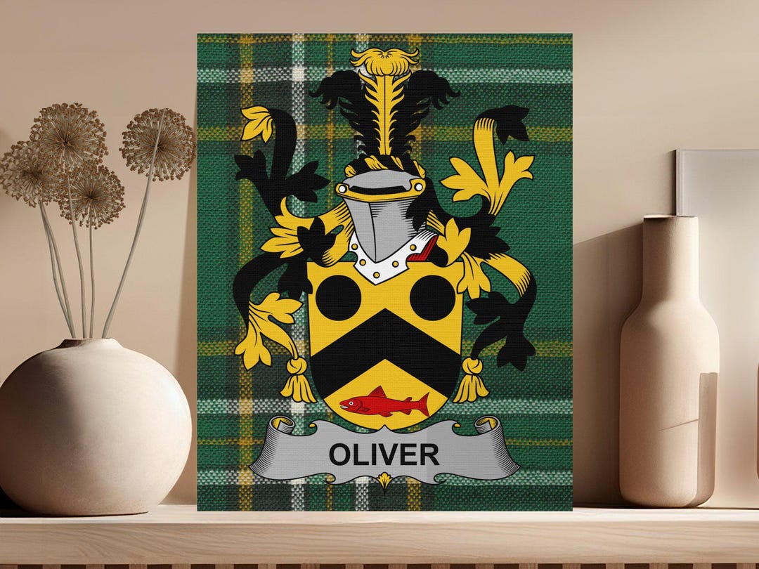 Oliver Family Crest Plaid Canvas Wrap, Oliver Surname Coat of Arms ...