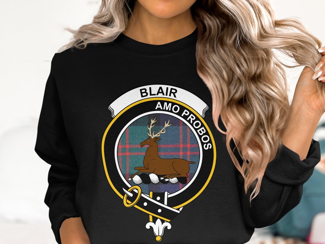 Blair Scottish Clan Crest T-shirt, Clan Blair Amo Probos Graphic Tee ...