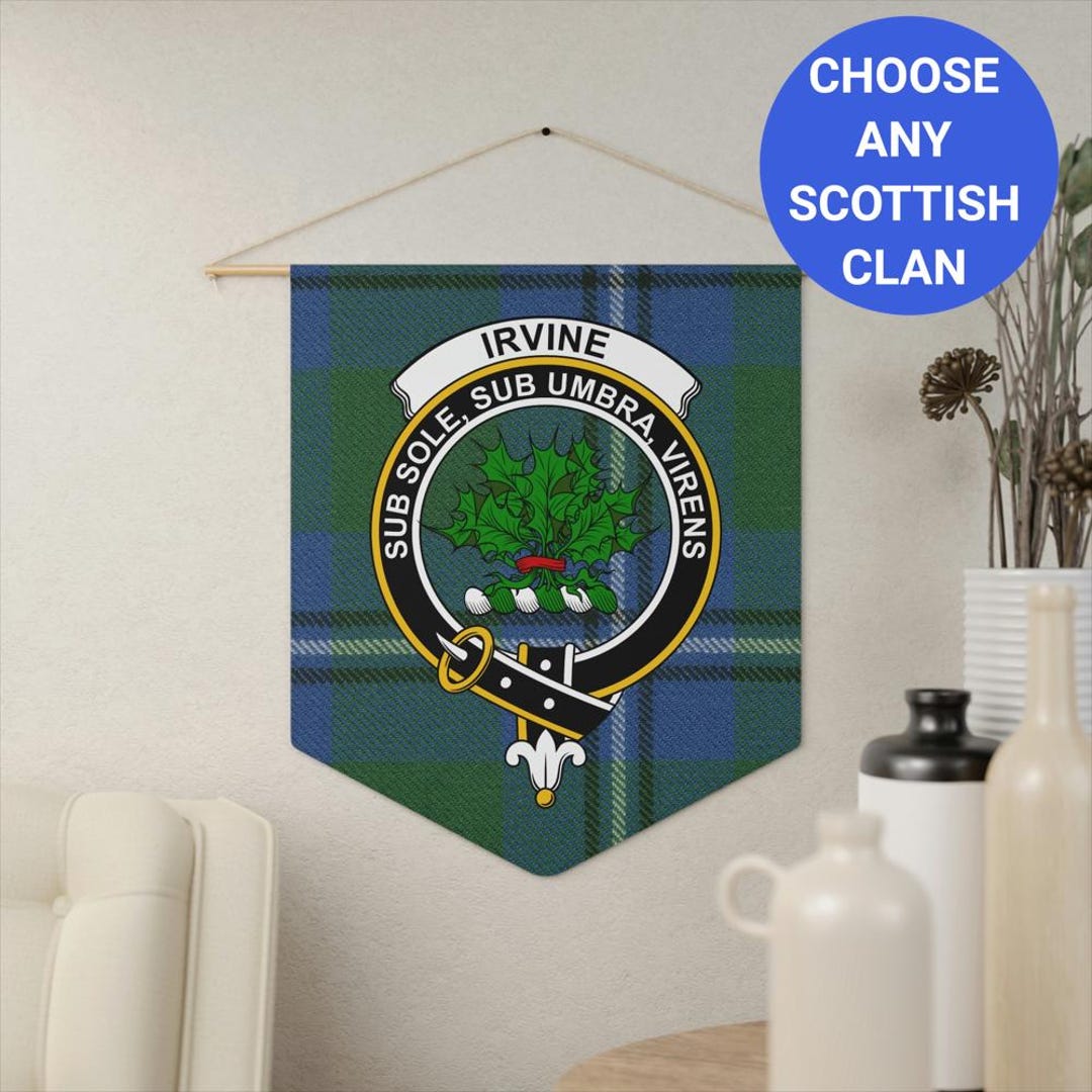 Clan Irvine Scottish Heritage Wall Pennant, Elegant Clan Crest Home ...