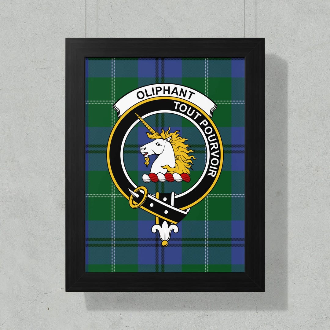 Oliphant Clan Crest, Scottish Tartan, Framed Poster, Scotland Heritage ...