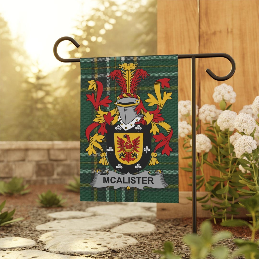 Mcalister Coat of Arms Irish Garden & House Banner, Irish Tartan Flag ...