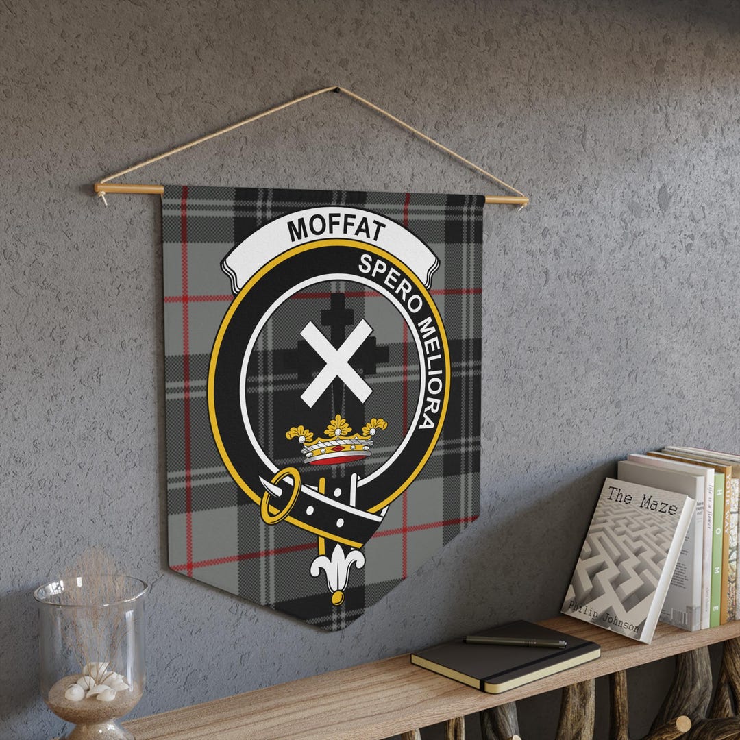 Moffat Clan Crest Tartan Pennant: Scottish Heritage, Heraldic Emblem ...