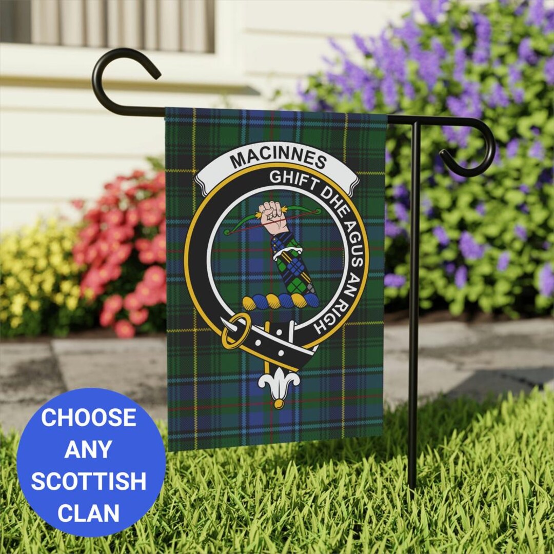 Macinnes Garden Flag, Scottish Clan Crest, Tartan Background, Clan ...