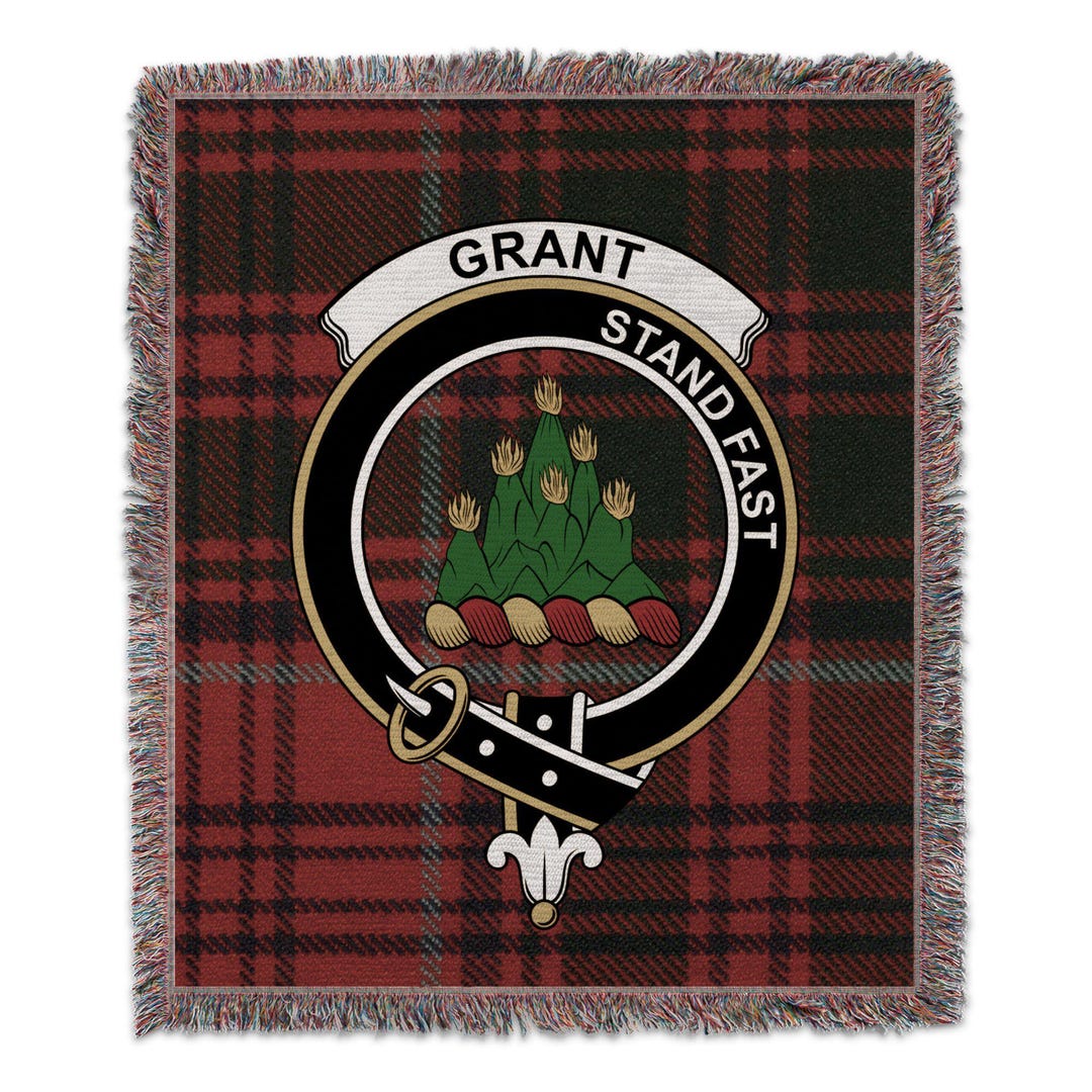 Grant Clan Crest Tartan Blanket, Scottish Heritage Blanket, Clan Grant ...