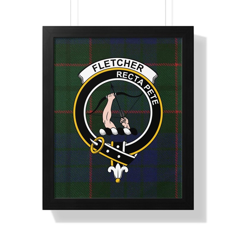 Fletcher Clan Crest Framed Poster, Scottish Tartan Art, Family Heritage ...
