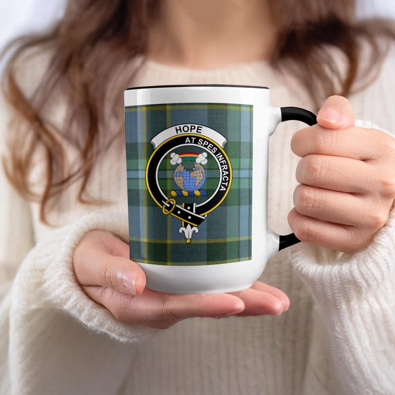 Hope Clan Crest Mug, Scottish Pride, Heritage Design, Premium Accent ...