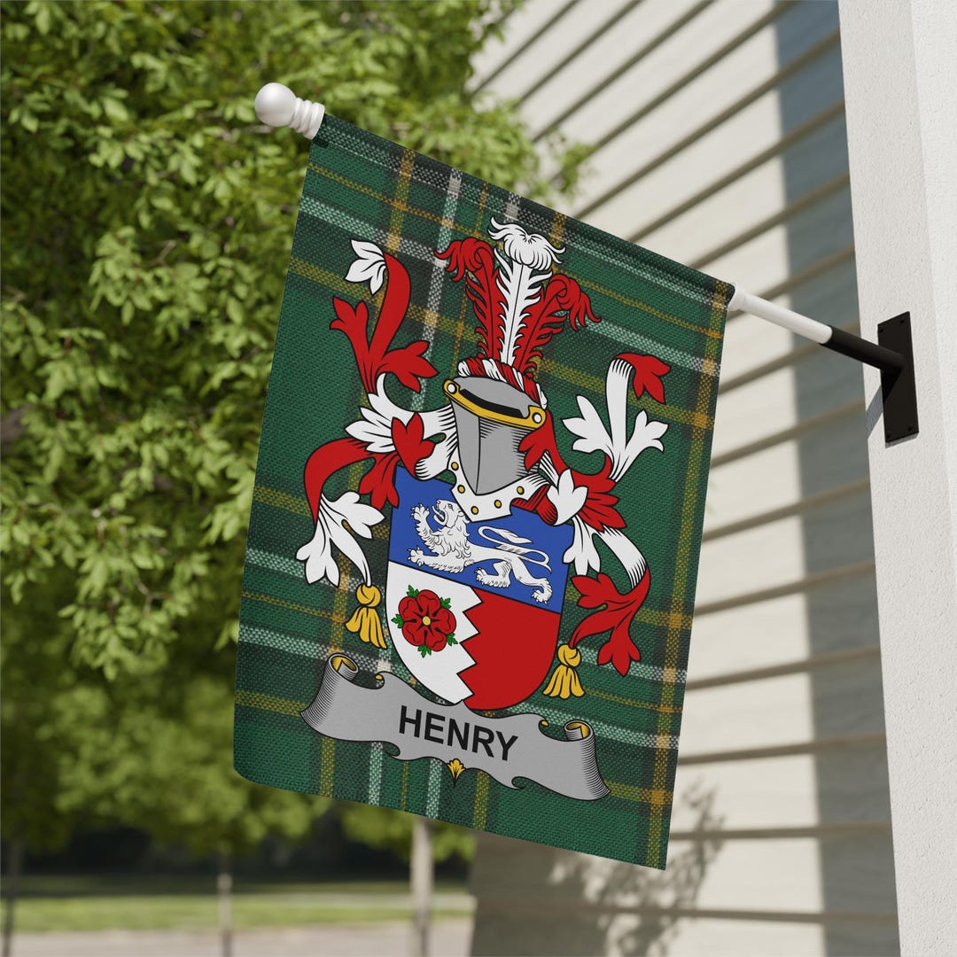 Henry Irish Coat of Arms Garden Flag, Surname Shield, Family Tartan ...