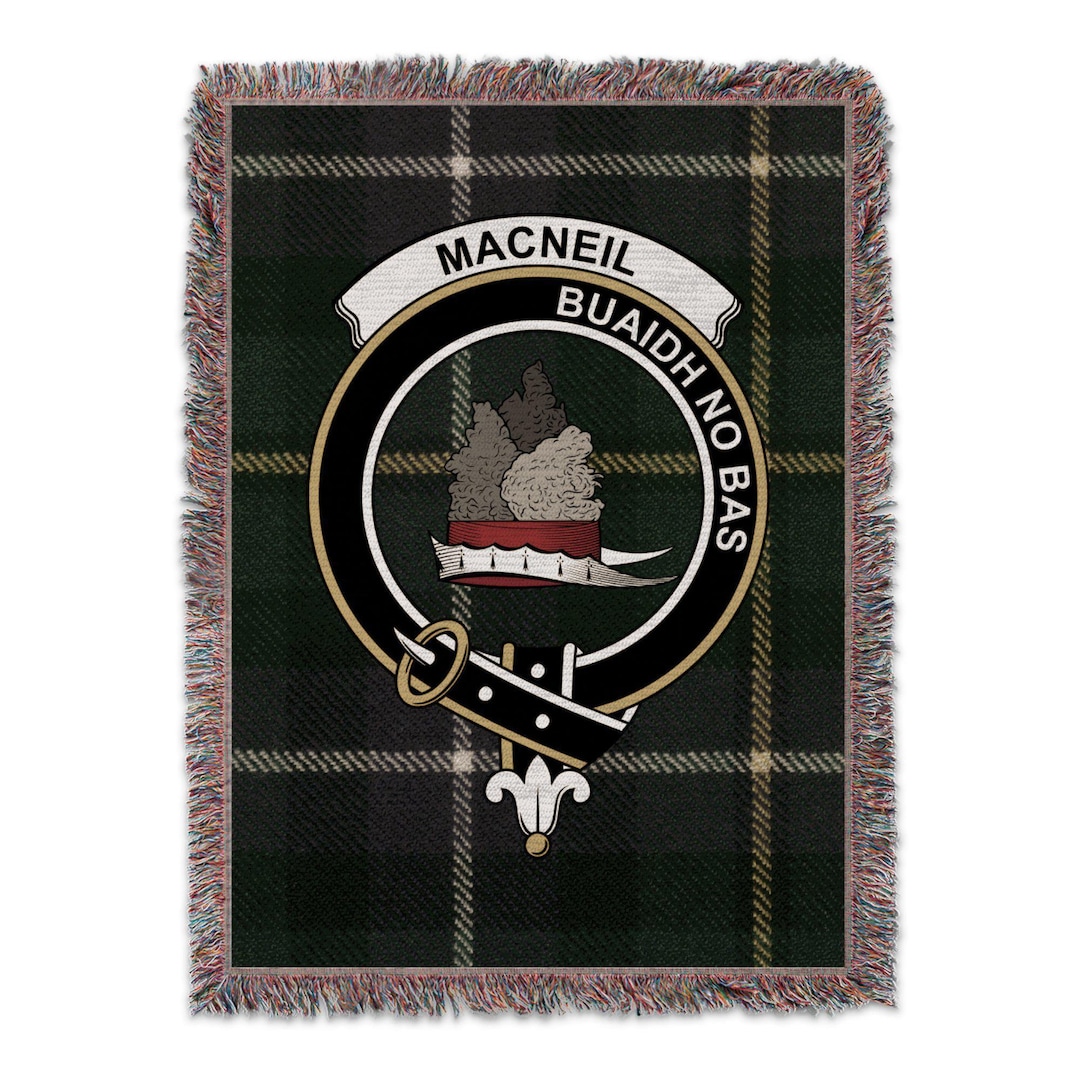 Macneil Clan Crest Woven Blanket, Scottish Tartan Family Name Heritage ...