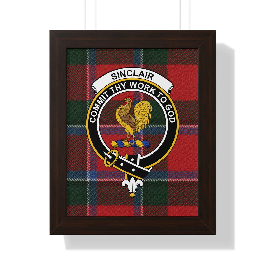 Sinclair Scottish Clan Crest on Tartan Background, Family Heritage Art ...
