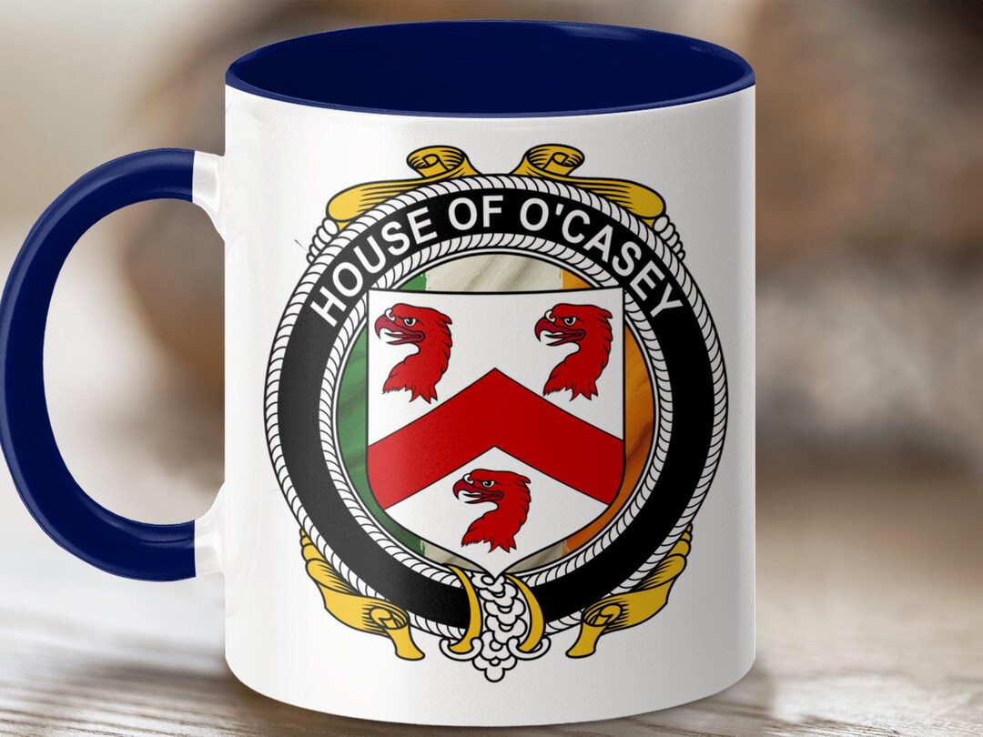 O'casey Crest With Irish Flag Mug, Irish Surname Coat of Arms Mug ...
