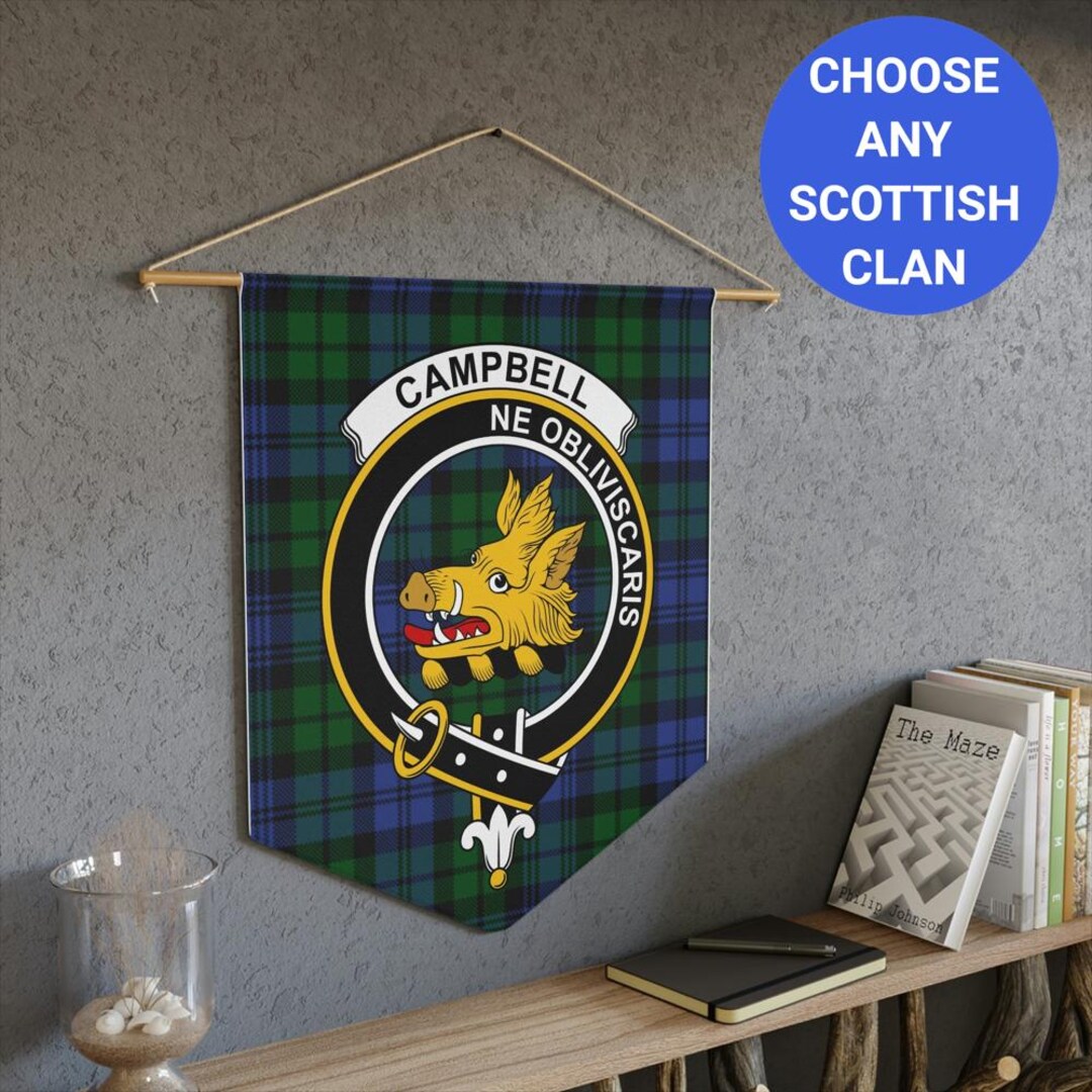 Clan Campbell Tartan Wall Pennant: Scottish Family Crest Decor - Etsy