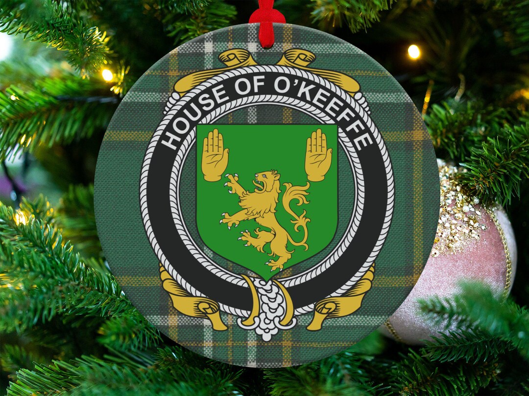 O'keeffe Surname Crest Ornament, Irish Coat of Arms Decoration, Tartan ...