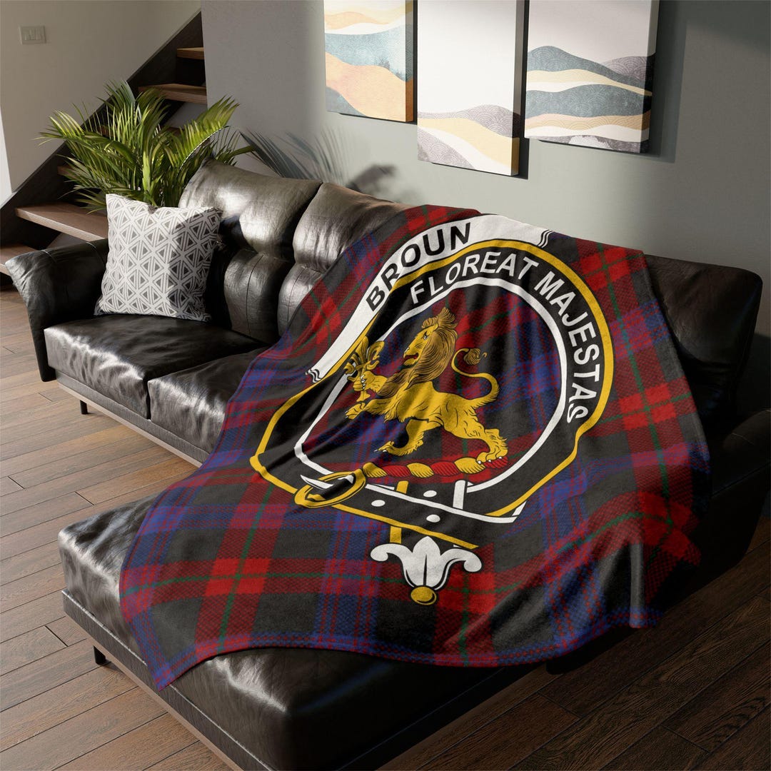 Broun Clan Crest Tartan Blanket: Scottish Heritage Minky Throw - Etsy