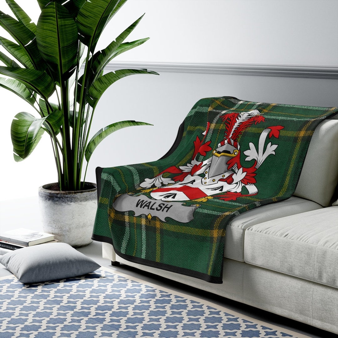 Walsh Coat of Arms Irish Blanket, Soft Irish Blanket, Irish Gift ...