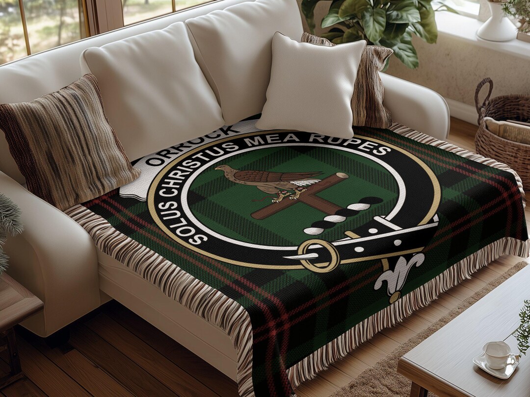 Orrock Scottish Clan T-shirt, Clan Crest Tartan Background, Orrock ...