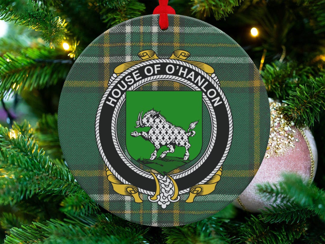 O'hanlon Surname Crest Coat of Arms Irish National Tartan Christmas ...