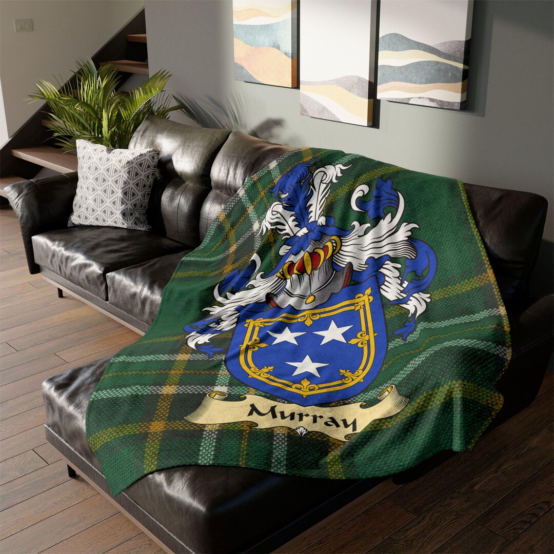 Murray Irish Surname Coat of Arms Blanket, Family Crest Throw, Scottish ...