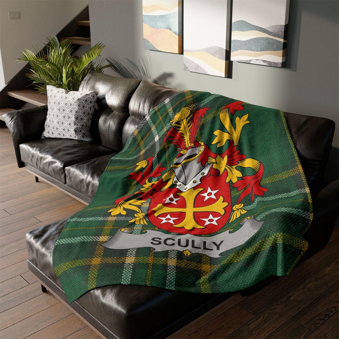 Scully Irish Surname Coat of Arms Blanket Irish National Tartan Soft ...