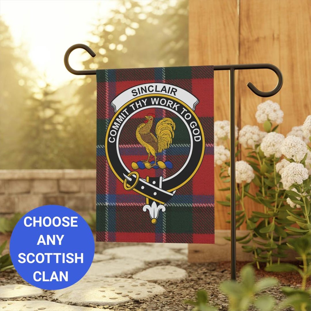Sincliar Scottish Clan Garden Flag, Outdoor Decor, Family Heritage, Tartan and Crest Design ...