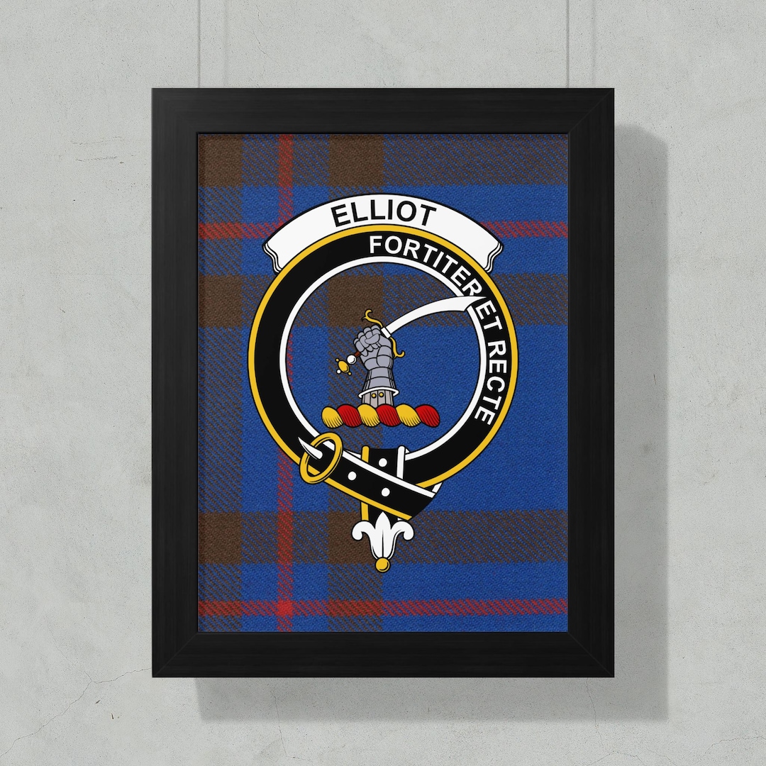 Elliot Clan Crest Framed Poster, Scottish Tartan Art, Family Heritage ...