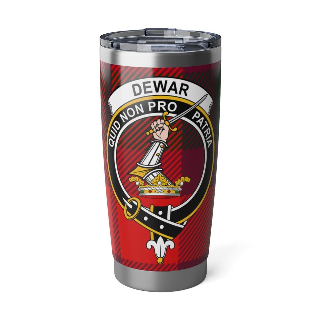 Dewar Clan Crest 20oz Stainless Steel Travel Tumbler Scottish Tartan ...