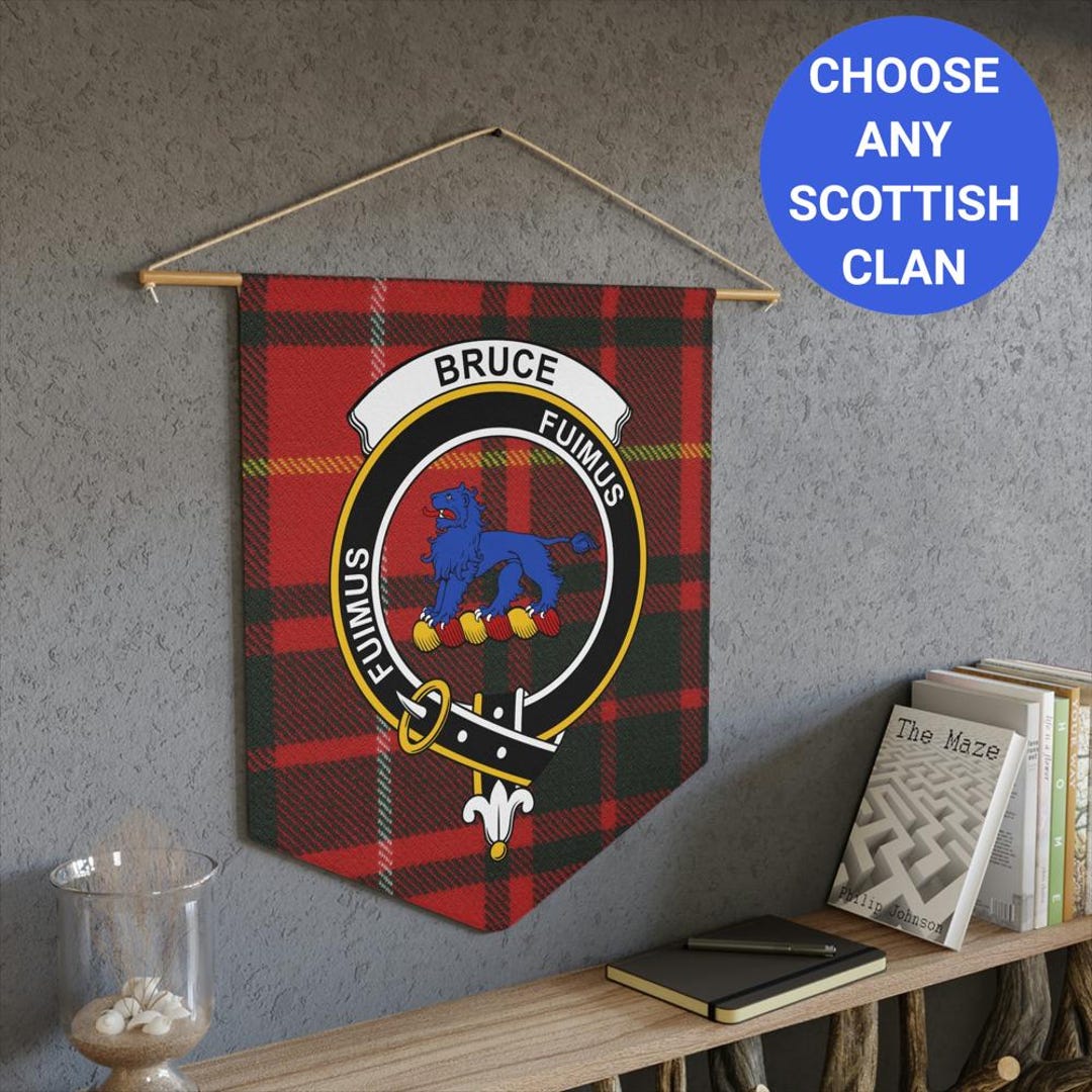 Clan Bruce Wall Banner, Scottish Clan Decor, Family Heritage Wall Art ...
