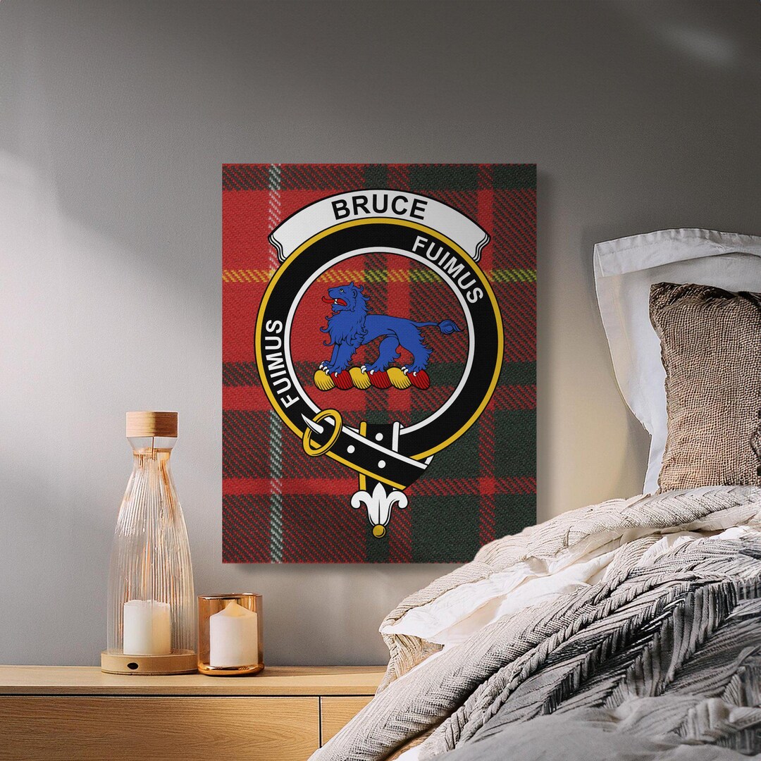 Bruce Clan Crest Tartan Canvas Wrap, Scottish Heritage Wall Art ...