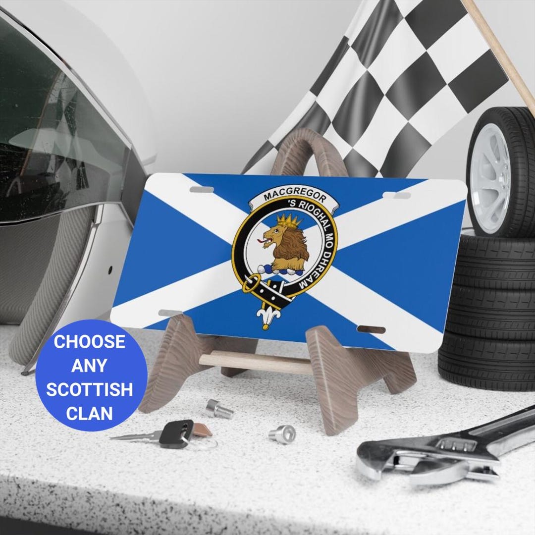 Clan Macgregor Crest Scottish License Plate, St Andrews Flag Car Tag ...